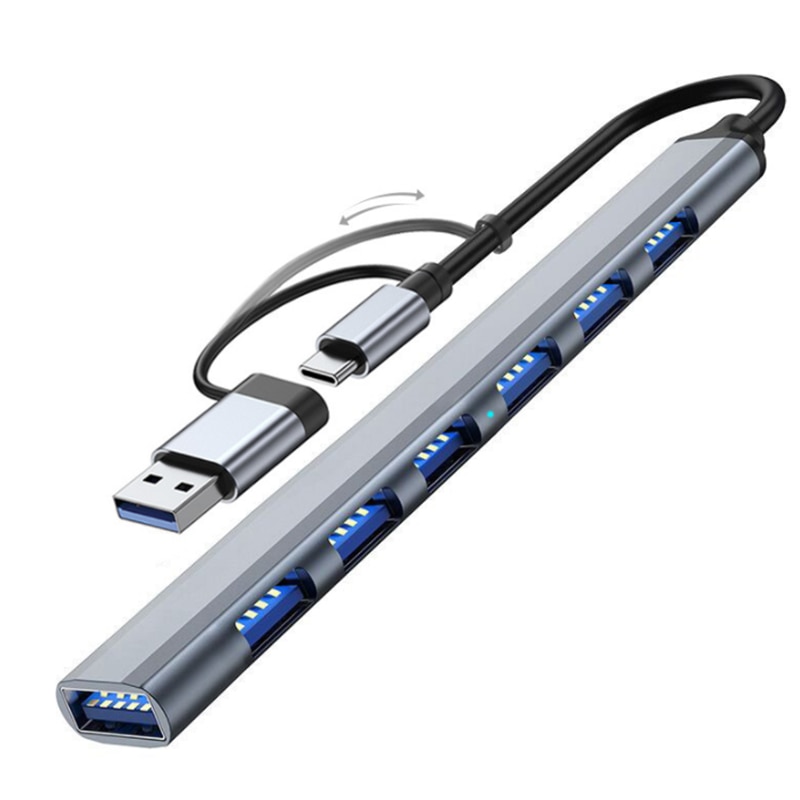 Hub USB, 7in1, Argintiu - eMAG.ro