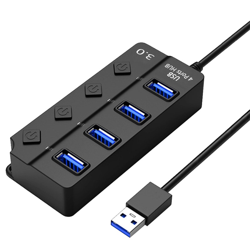 Hub USB, 4 Porturi independente, Negru - eMAG.ro