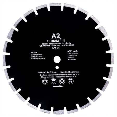 Disc diamantat Tediam, Beton/Asfalt, 400x25.4 mm - eMAG.ro