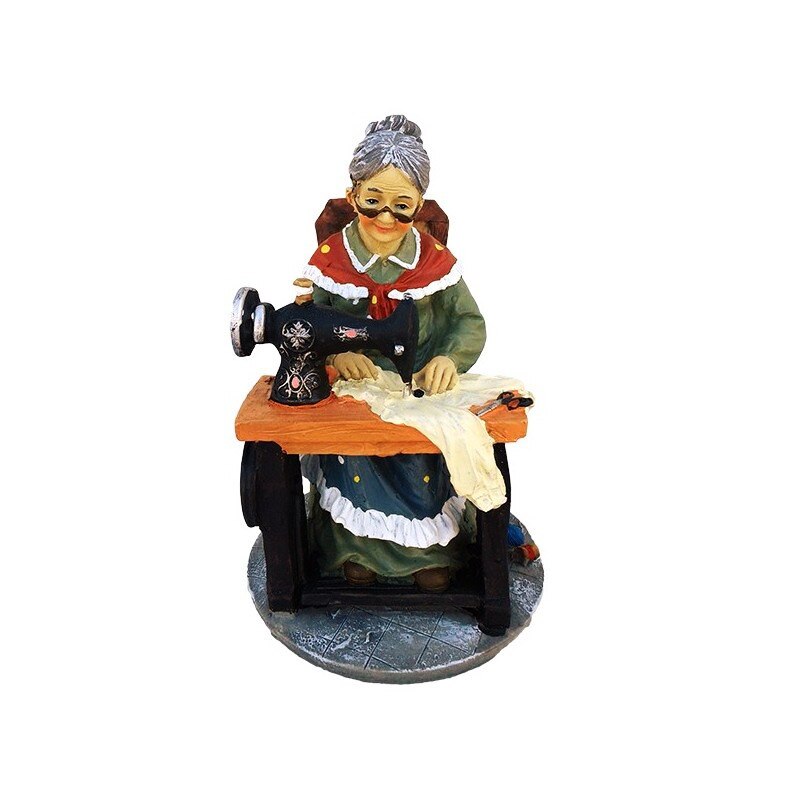 Statueta decorativa, Babuta croitoreasa cu masina de cusut, 17 cm, 461C ...