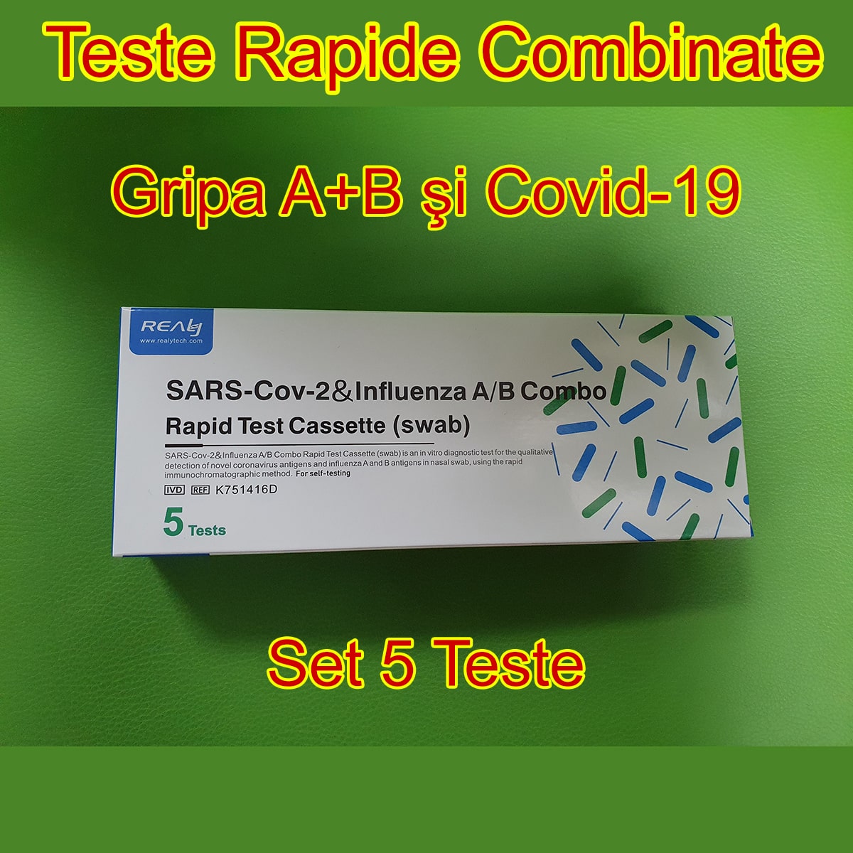 Set 5 Teste Rapide Antigen, Combinate, Gripa A+B si Covid-19, Realy ...