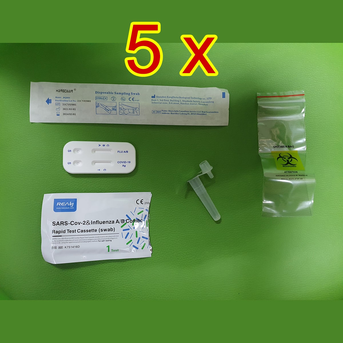 Set 5 Teste Rapide Antigen, Combinate, Gripa A+B si Covid-19, Realy ...