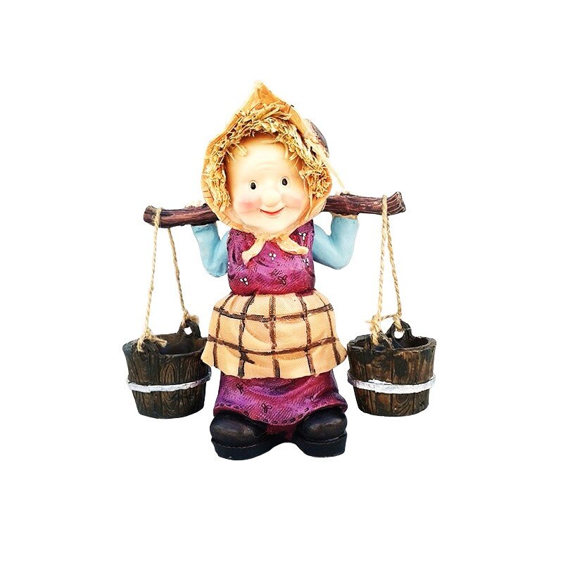 Dekoratív szobrocska, Babuta tehénnel és vödrökkel, 20 cm, 460CX-1 ...