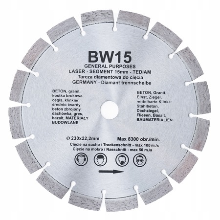 Disc diamantat Tediam, Beton/Granit, 230x22.2 mm - eMAG.ro