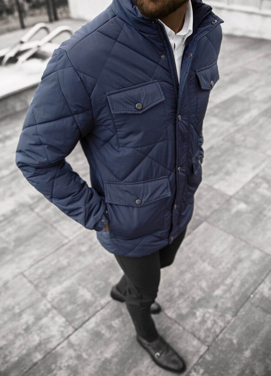 Jacheta de primavara barbati bleu marin OZONEE JS/22M15/2 S/48 - eMAG.ro