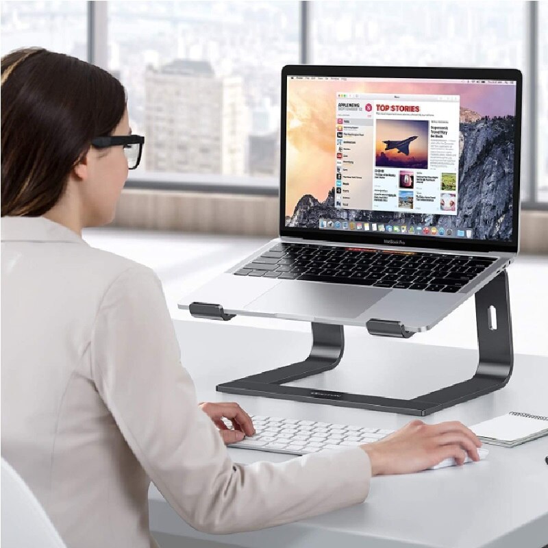 Stand universal laptop Omoton L2, aluminiu, compatibil cu laptopurile ...