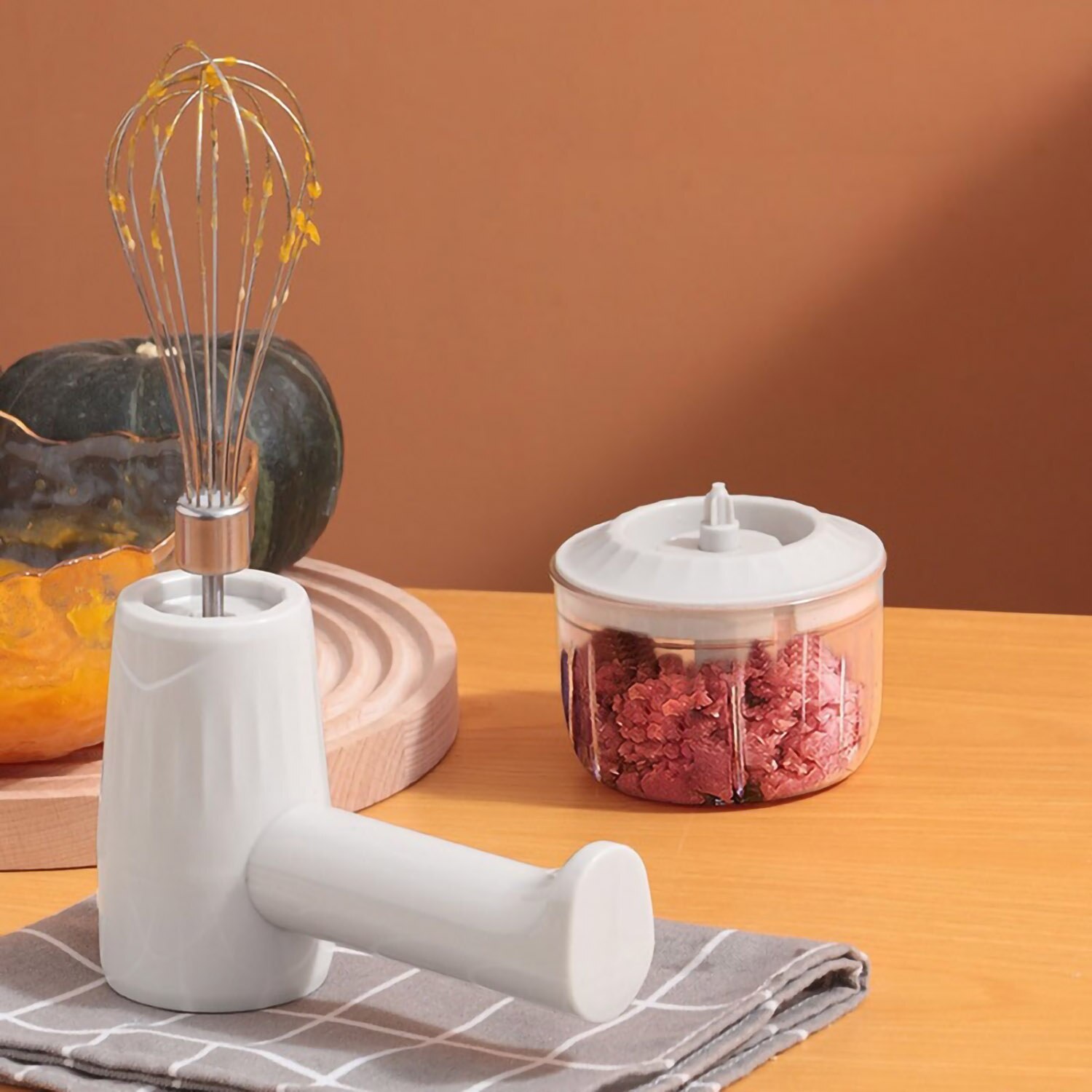 Set Blender de mana 2 in 1, Vaxiuja, 3 viteze, Functie turbo, Lama din ...