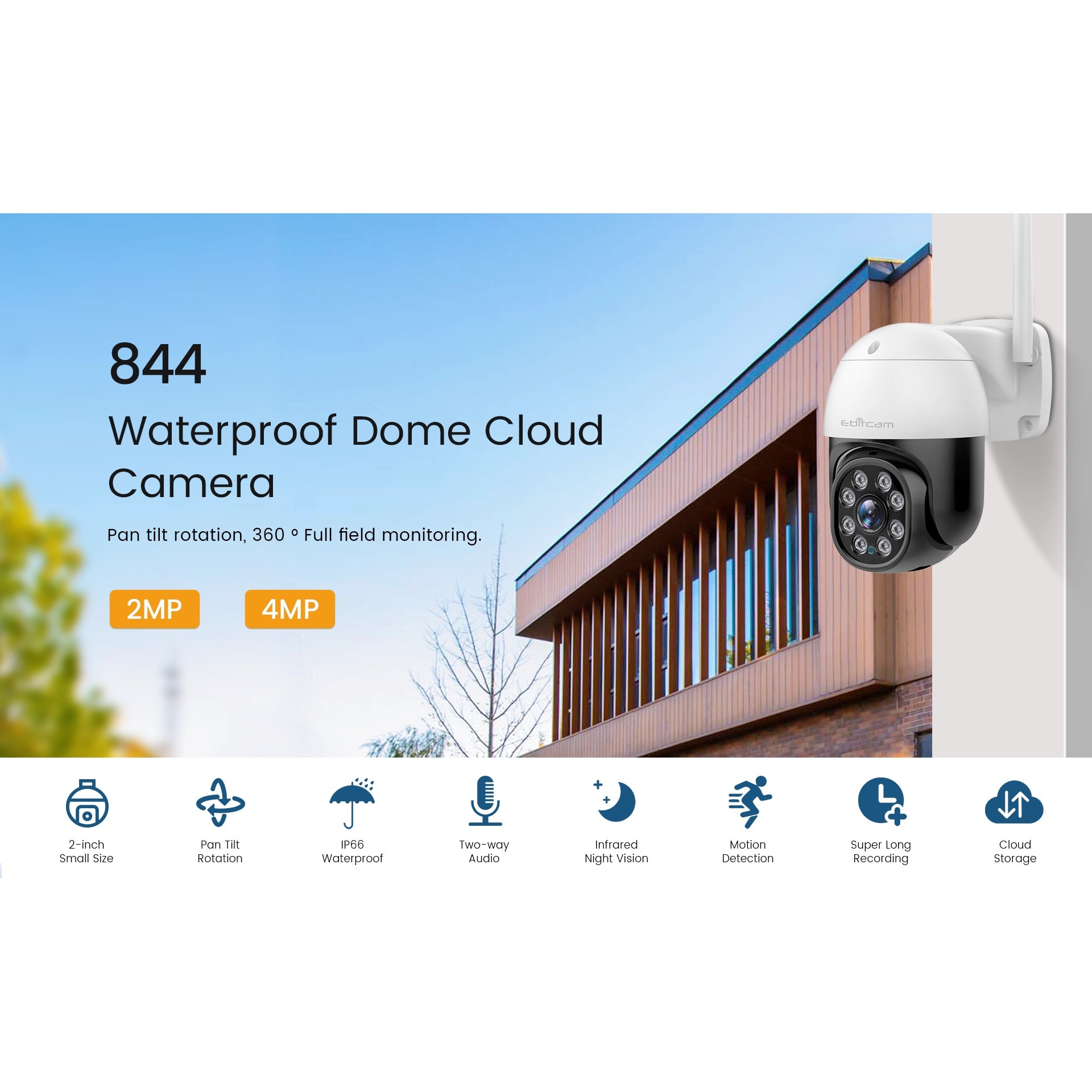 Set 2 Camere de Supraveghere EbitCam™ ELS-2K, 3MP, Wifi, Full HD 2K ...