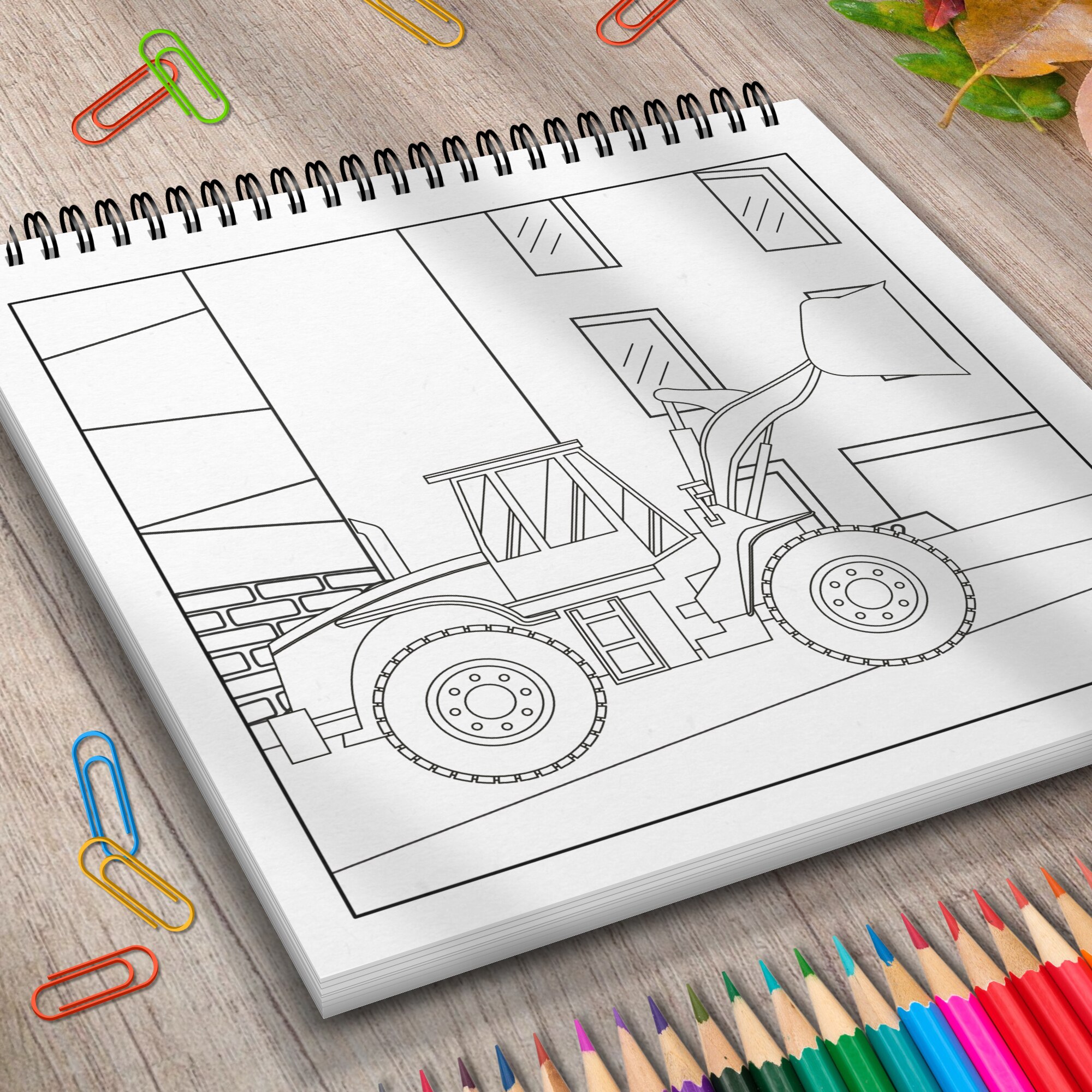 Carte de colorat pentru copii, Camioane, Tractoare si Excavatoare, 2023 ...