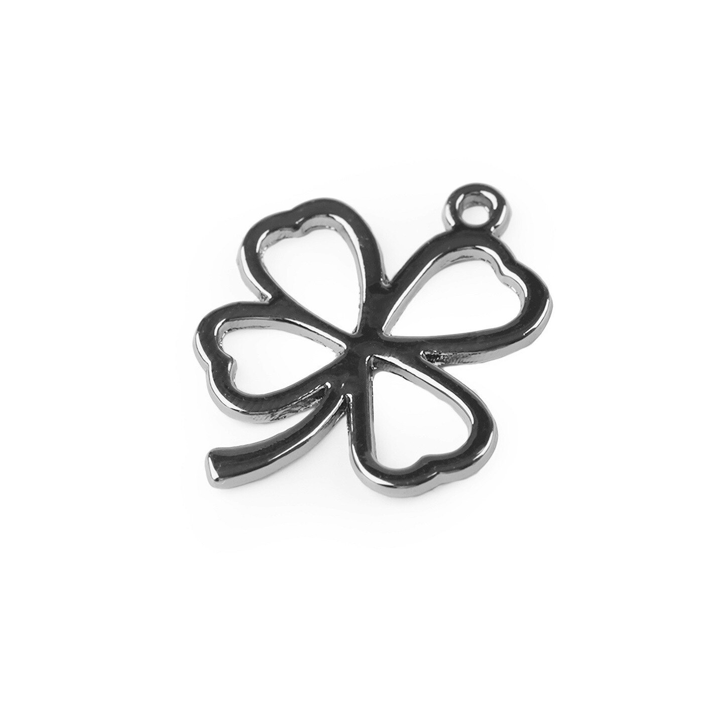 Pandantiv decorativ metalic 20 x 24 mm Trifoi cu patru foi Platinum ...