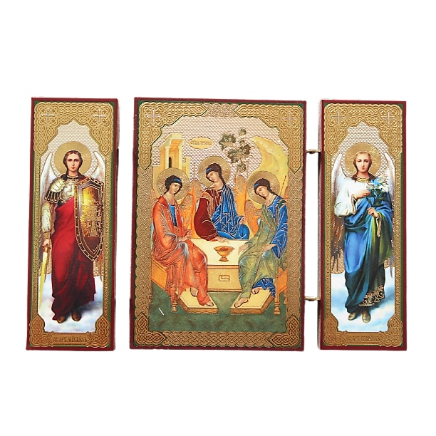 Icoana Sf.Treime din Vechiul Testament, Lemn, Format triptic, 21x12 cm ...