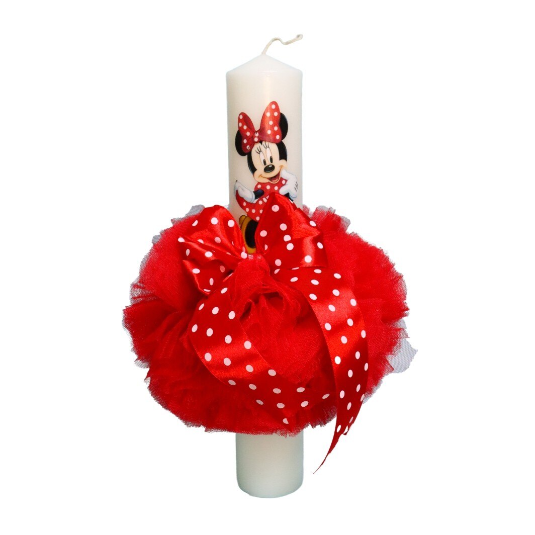 Lumanare Botez, Minnie Mouse, Rosu, 35 cm, LB001 - eMAG.ro