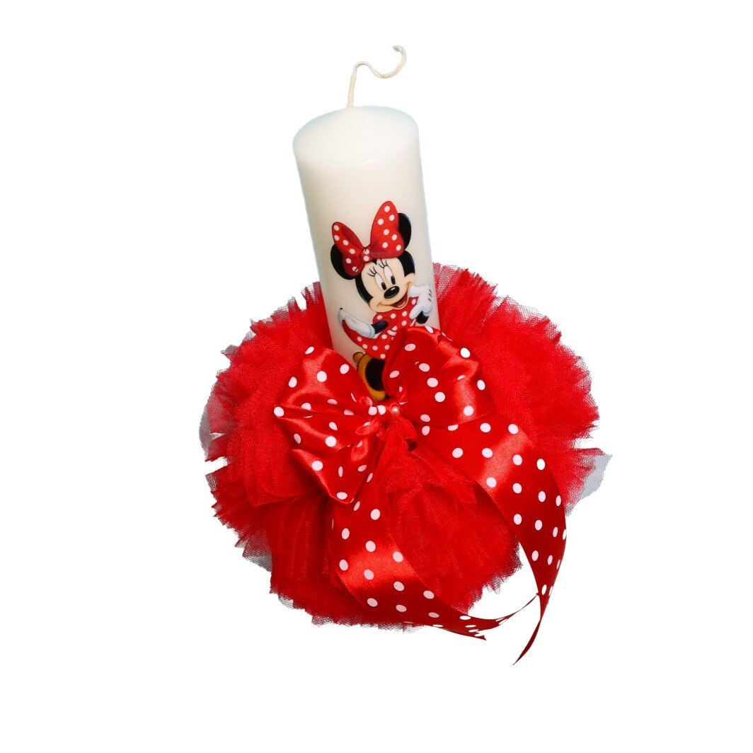 Lumanare Botez, Minnie Mouse, Rosu, 35 cm, LB001 - eMAG.ro