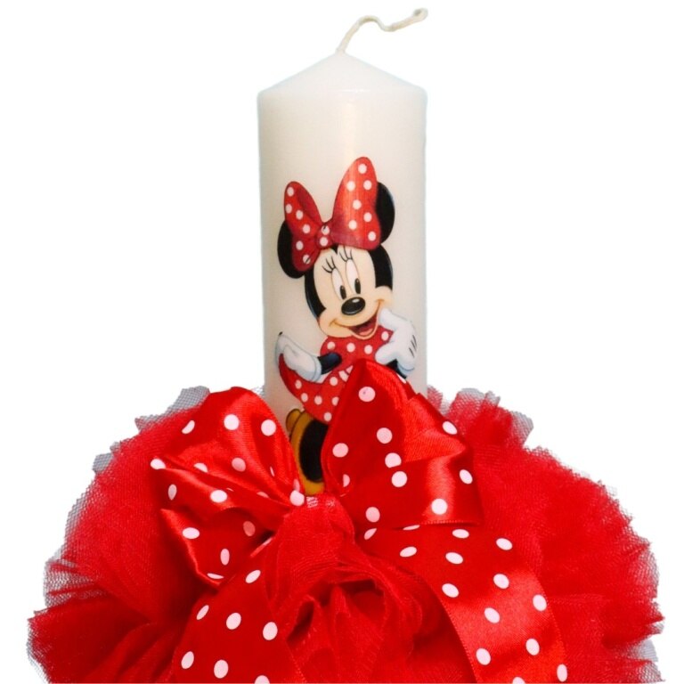 Lumanare Botez, Minnie Mouse, Rosu, 35 cm, LB001 - eMAG.ro