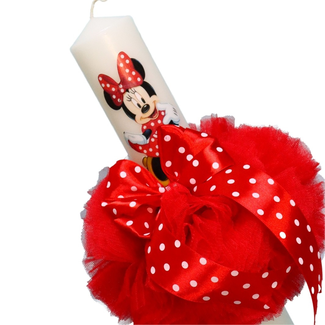 Lumanare Botez, Minnie Mouse, Rosu, 35 cm, LB001 - eMAG.ro