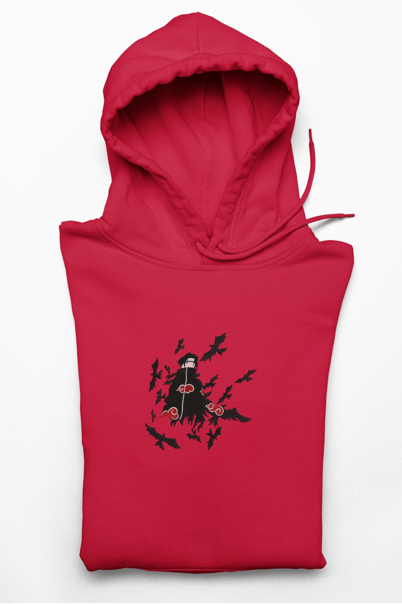 Hanorac anime brodat cu Itachi Crows din Naruto, Culoare rosu, Marime ...