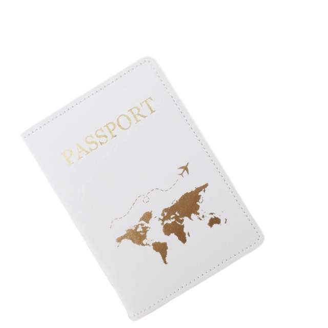 Husa pentru pasaport world cu compartimente material PU alb Clasic ...