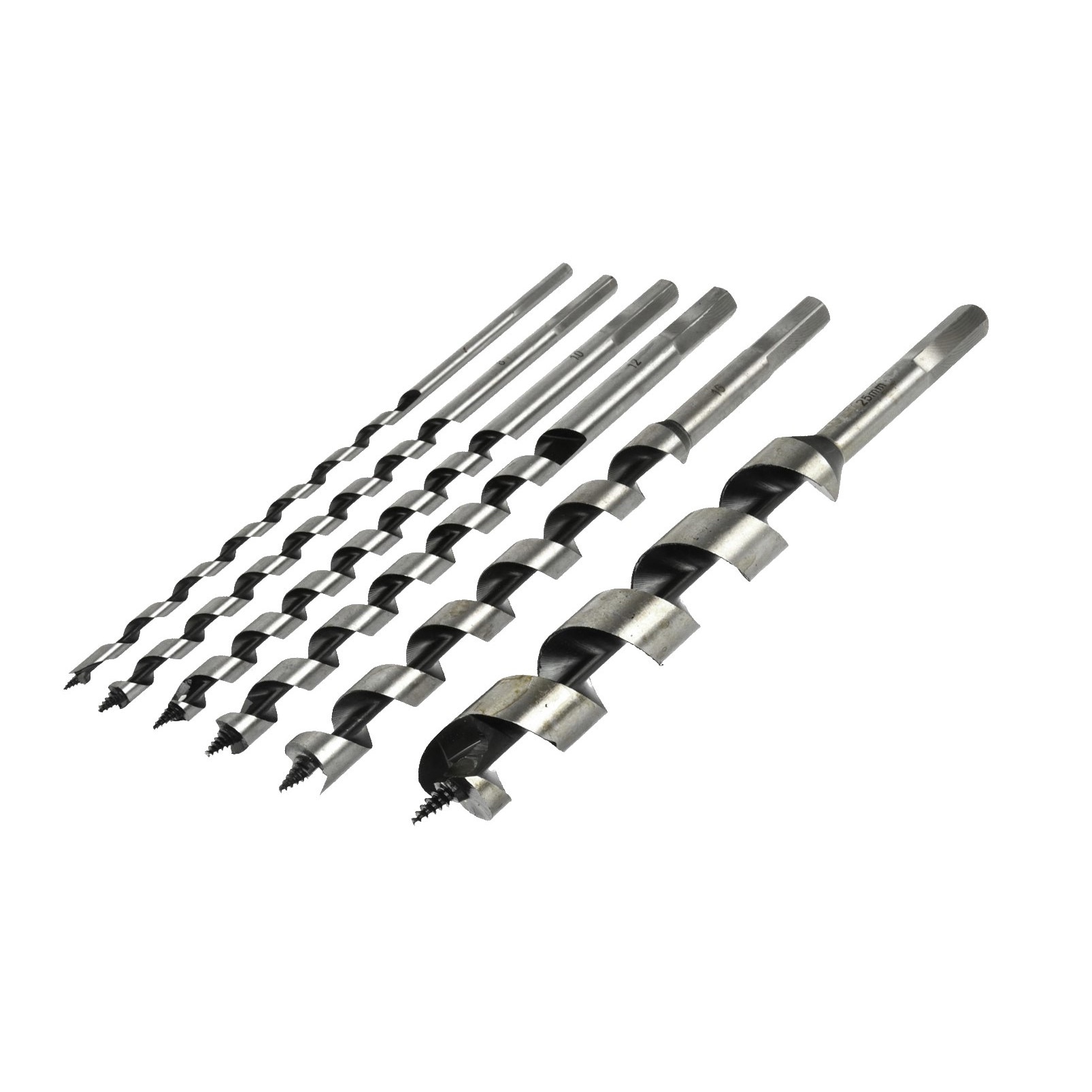 Set burghie pentru lemn, 230 mm, 6 piese, 6/8/10/12/16/25, Silver - eMAG.ro