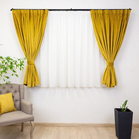 Set 2 draperii scurte cu doua benzi de prindere Hiko COMFY catifea ...