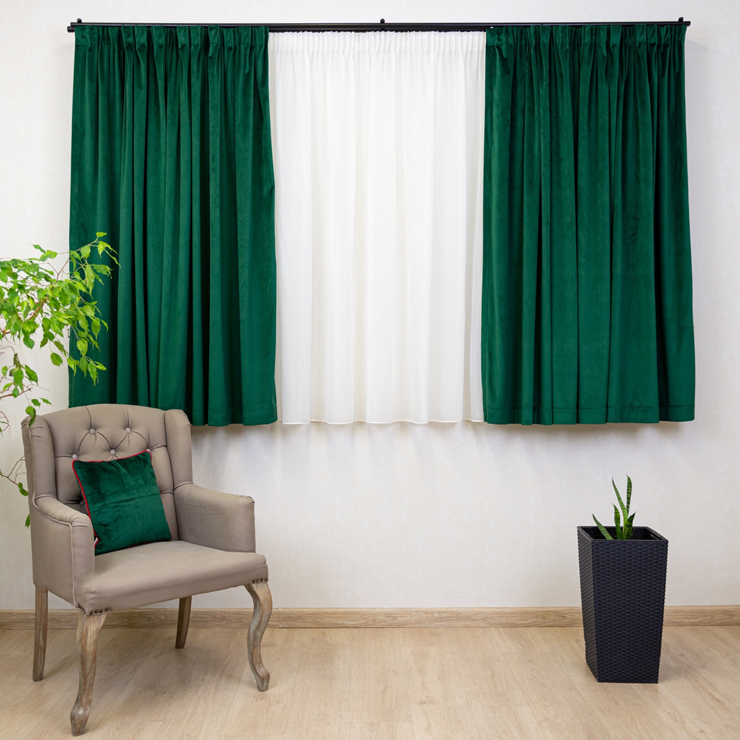Set 5 piese Hiko, doua draperii scurte 2x140x130cm din catifea Comfy ...
