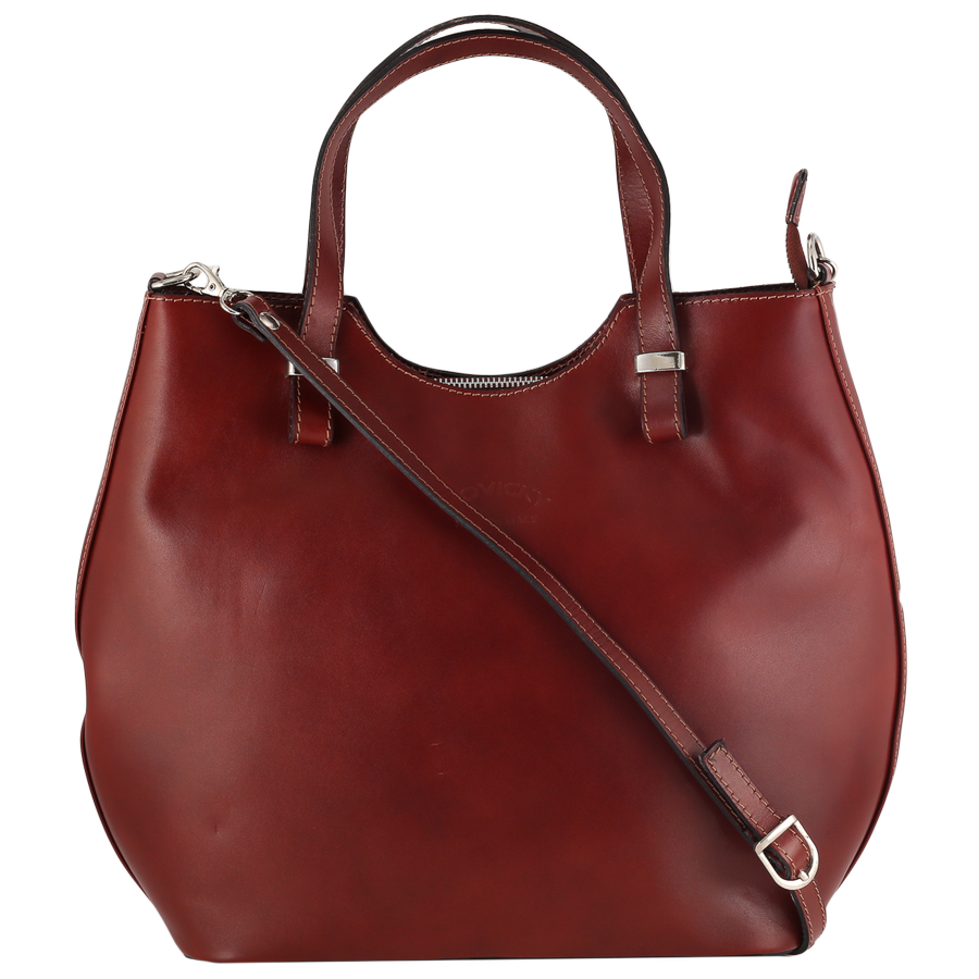 Geanta shopper dama, Rovicky, Piele naturala, 40x31x14 cm, Rosu - eMAG.ro