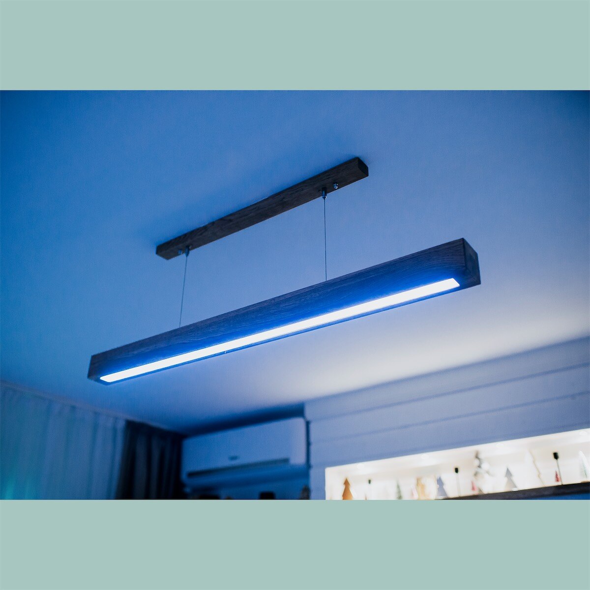 Lustra led liniara, Lemn de stejar, SMART, RGB+CCT, 40W, 2800 lm ...