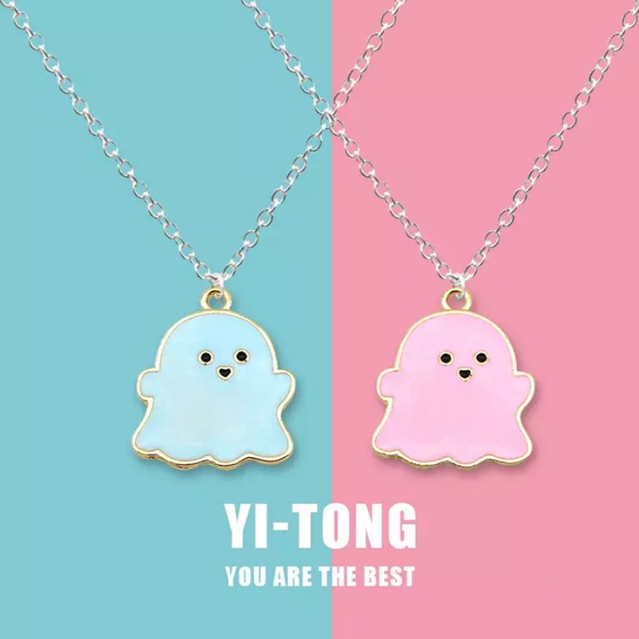 Set lant cuplu cu pandantiv simpatic, model fantoma jucausa, unisex ...