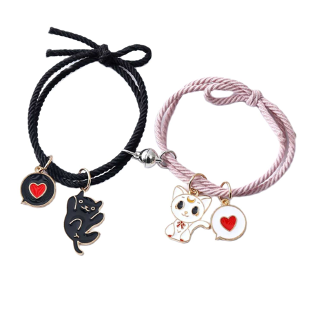 Set bratari cu magnet, tip sfoara, model pisici jucause, cu accesorii ...