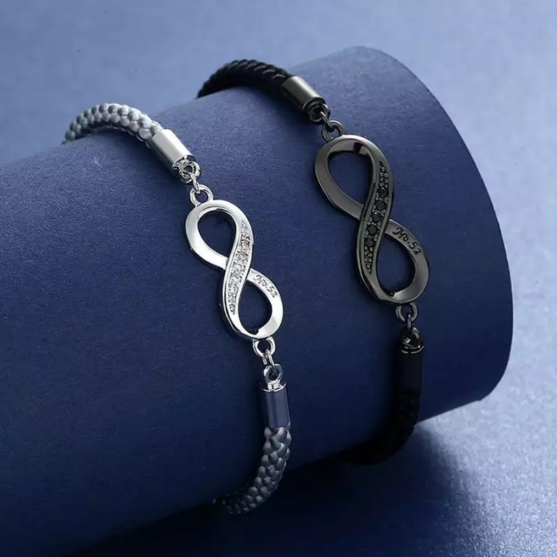 Set bratari cuplu, reglabile, accesoriu semnul infinutului, unisex ...