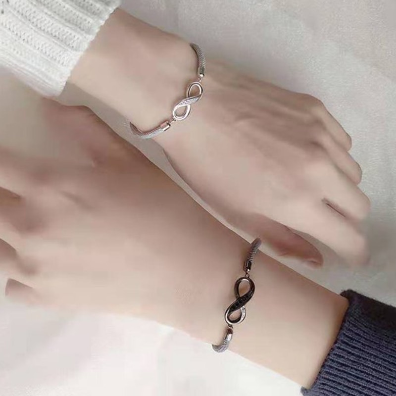 Set bratari cuplu, reglabile, accesoriu semnul infinutului, unisex ...