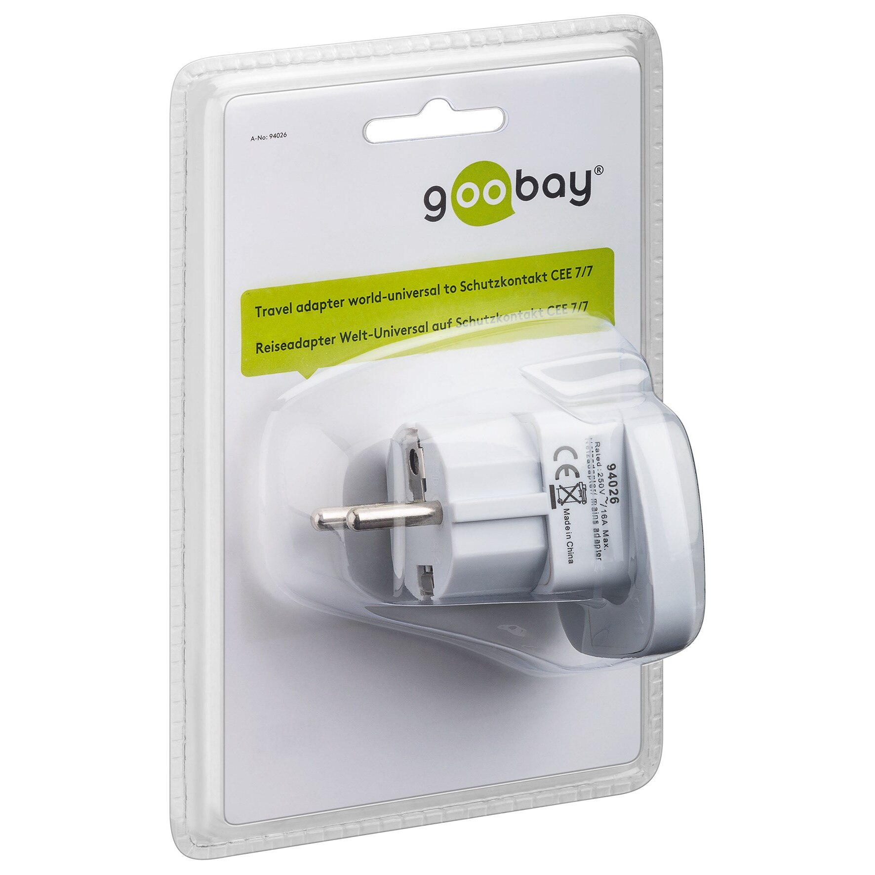 Adaptor priza universala Goobay, travel adapter, alb, CE, fara ...