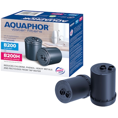 Комплект 2 броя филтърни патрона Aquaphor B200H, За твърда вода, Съвместими с филтъра Aquaphor ...