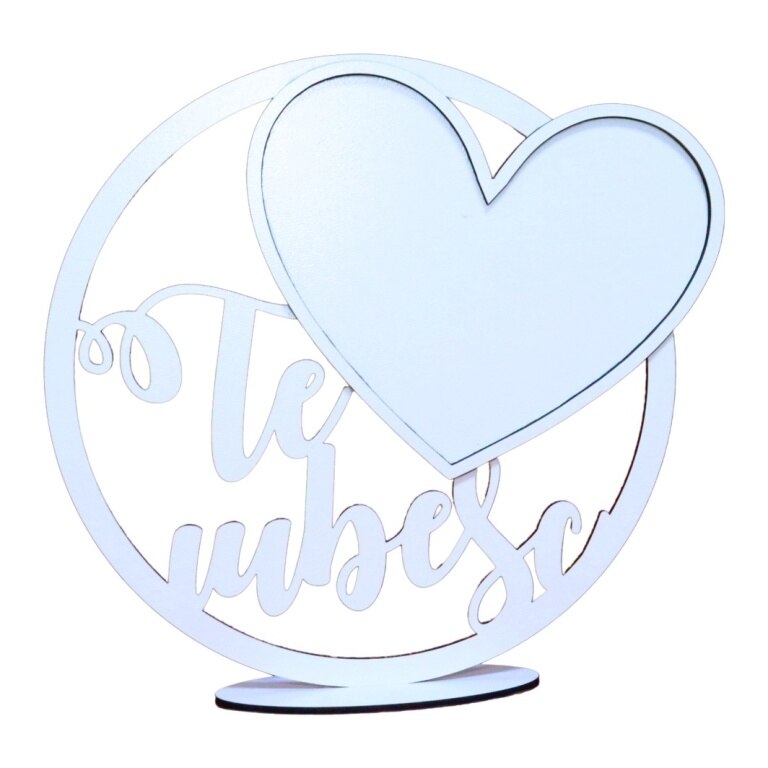 Baza Licheni, Inima, Te Iubesc, Lemn, Alb, 20cm, BL021 - eMAG.ro