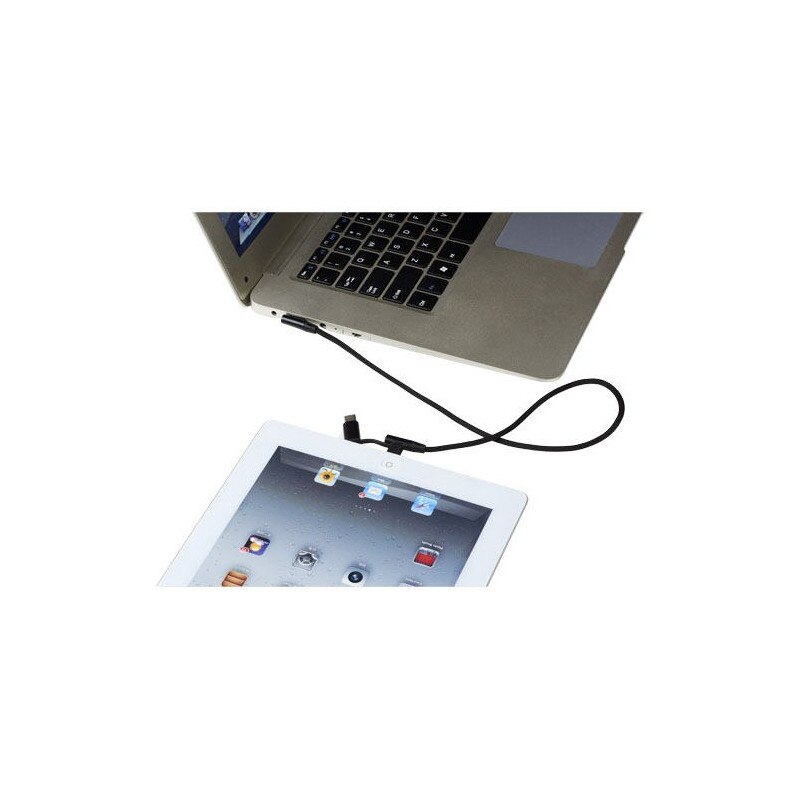 Cablu USB Combo, cu mufa combo Lightning si Micro USB, plus adaptor USB ...