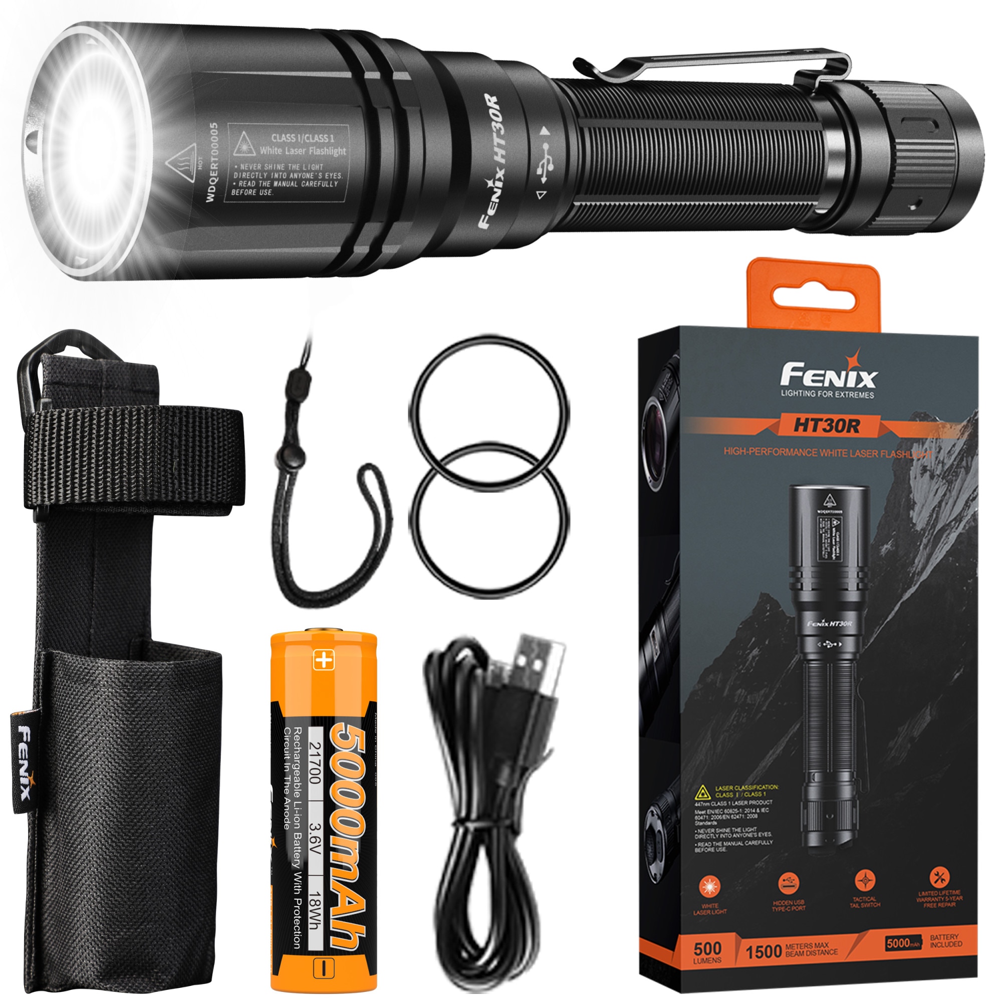 Lanterna LED HT30R, Fenix, Alumniu, 3400 mAh, 500 lm, Negru - eMAG.ro