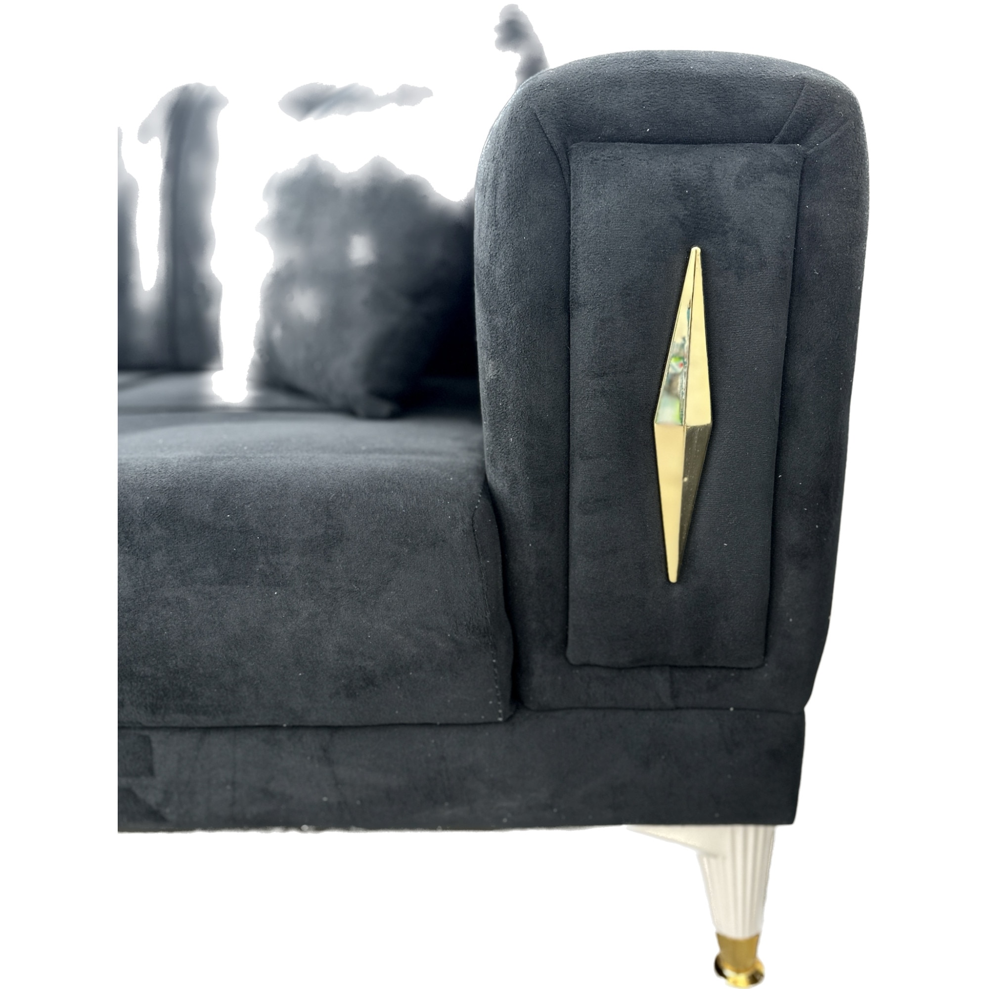 Set canapea extensibila Negru 3 locuri 215 cm x 80 x 80 cm cu 2 fotolii ...