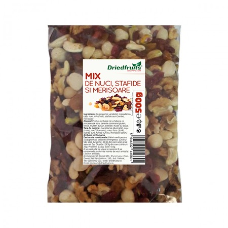Mix nuci, stafide si merisoare - 500 g - eMAG.ro