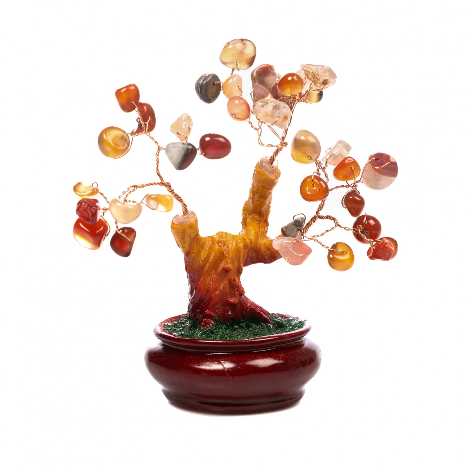 Copac Bonsai Feng Shui mediu cu pietre semipretioase - Carneol, 6.5 cm ...