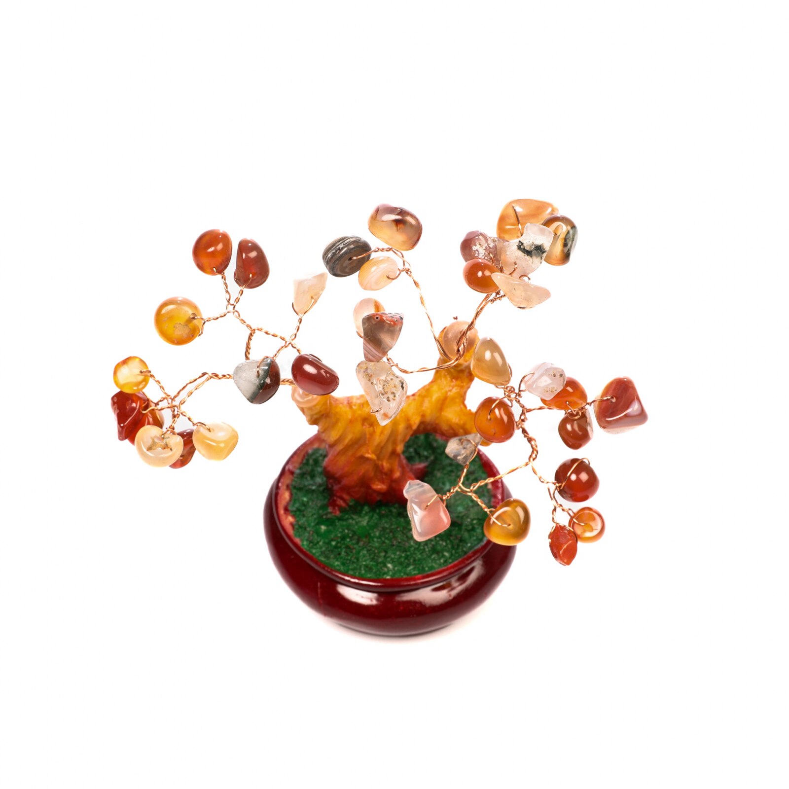 Copac Bonsai Feng Shui mediu cu pietre semipretioase - Carneol, 6.5 cm ...