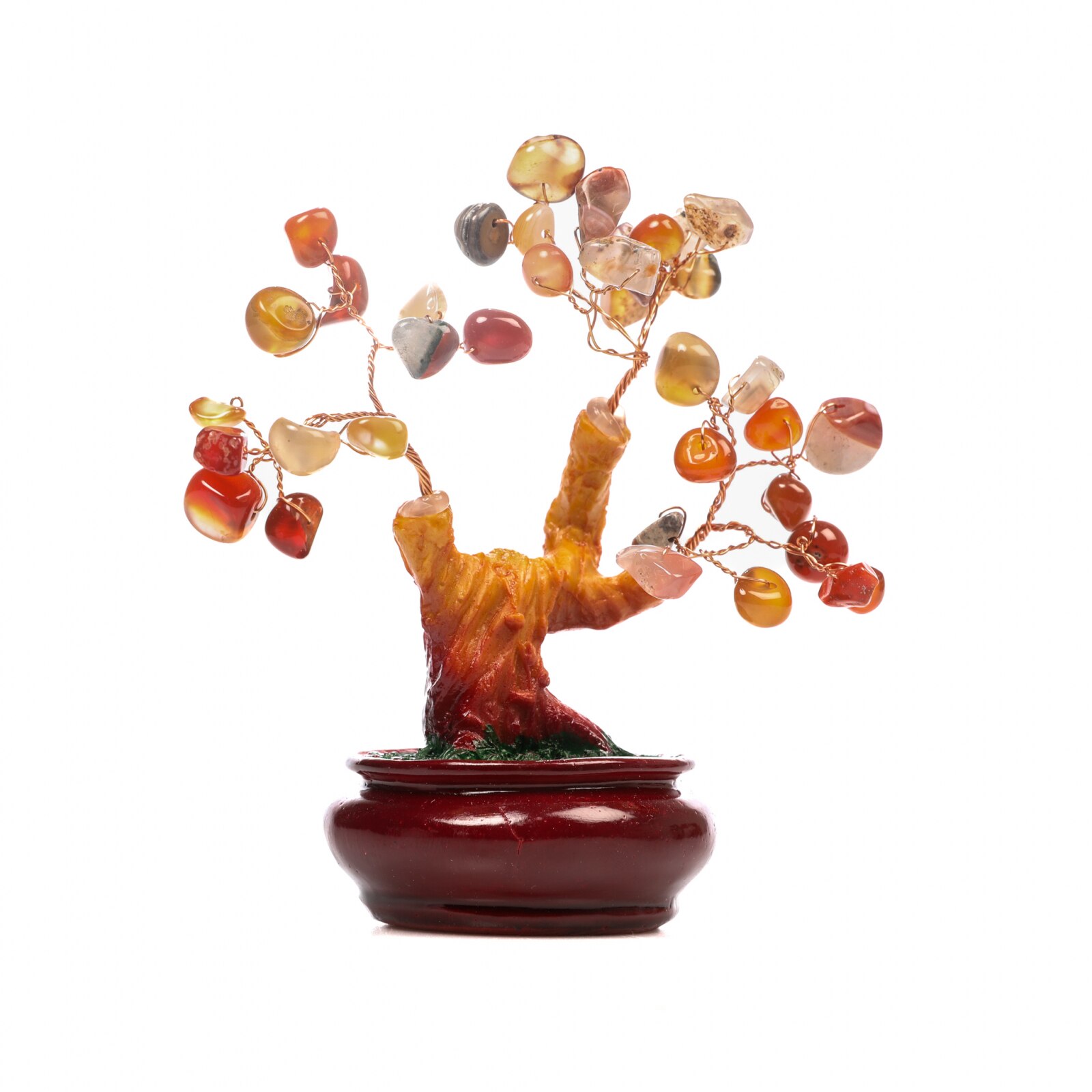 Copac Bonsai Feng Shui mediu cu pietre semipretioase - Carneol, 6.5 cm ...