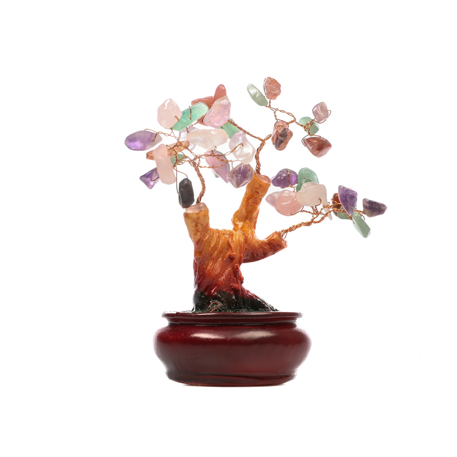 Copac Bonsai Feng Shui mediu cu mix de pietre semipretioase - eMAG.ro