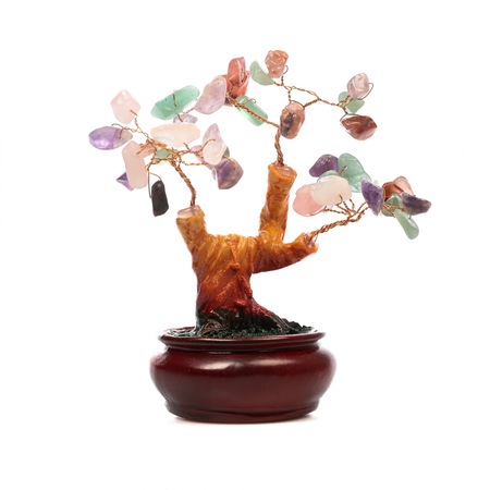 Copac Bonsai Feng Shui mediu cu mix de pietre semipretioase - eMAG.ro