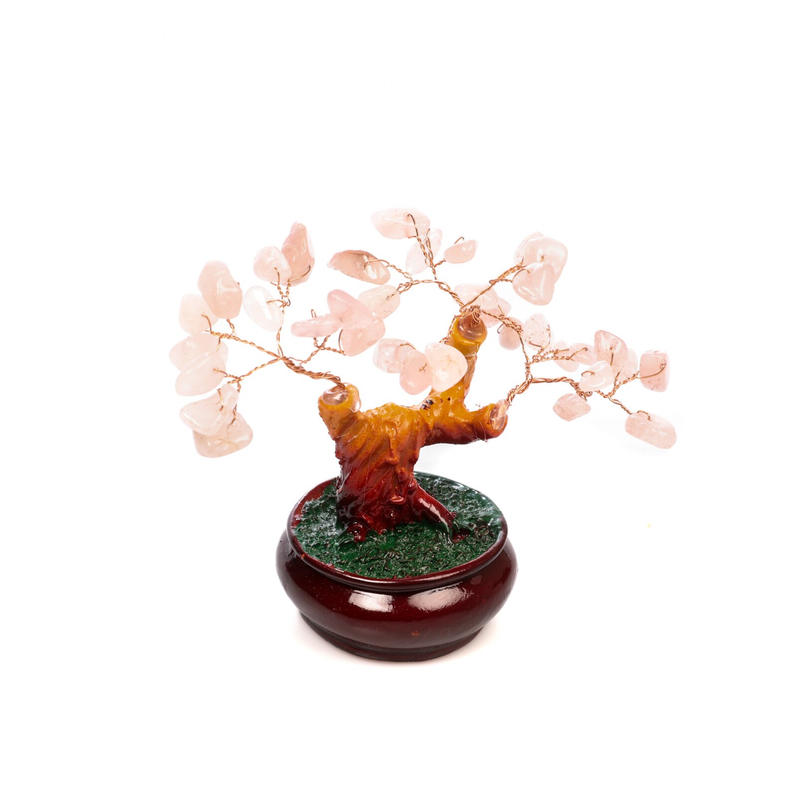 Copac Bonsai Feng Shui mediu cu pietre semipretioase - Cuart roz, 6.5 ...