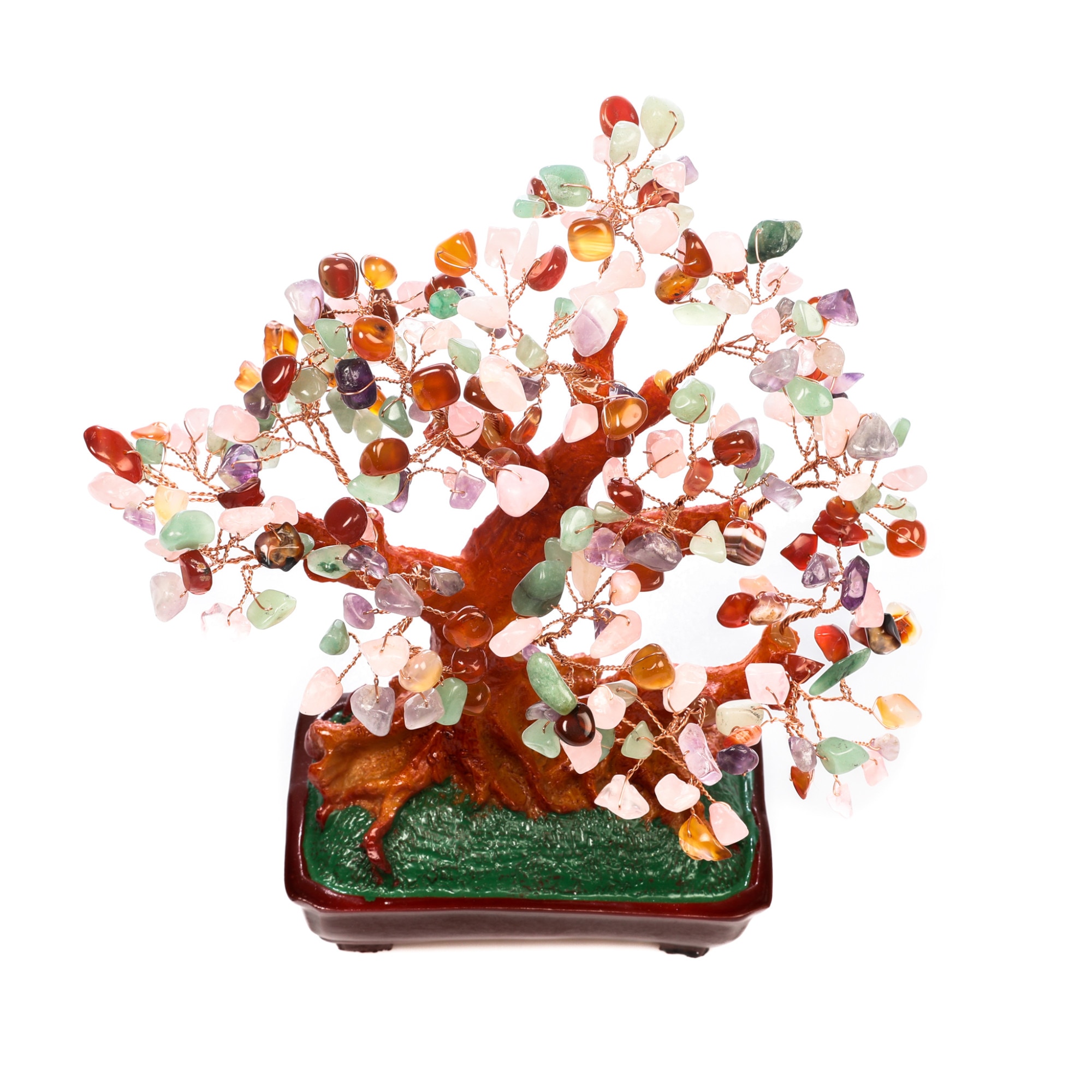 Copac Bonsai Feng Shui mare cu mix de pietre semipretioase, 8 cm x 19 ...