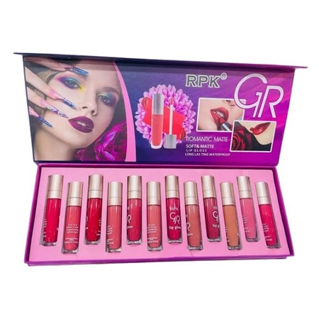 Set 12 rujuri de buze rezistente, Golden Rose, RPK Romantic Matte, 01 ...