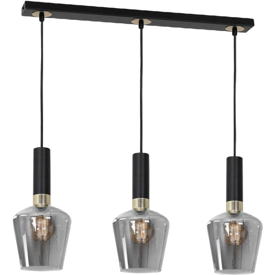 Pendul modern cu 3 surse de lumina, Metal/Sticla, E27, Negru - eMAG.ro