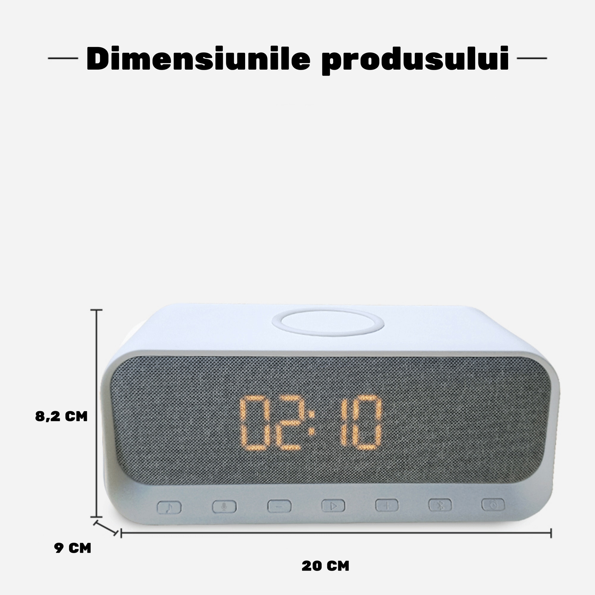 Boxa portabila cu ceas digital de birou cu alarma si incarcare wireless ...