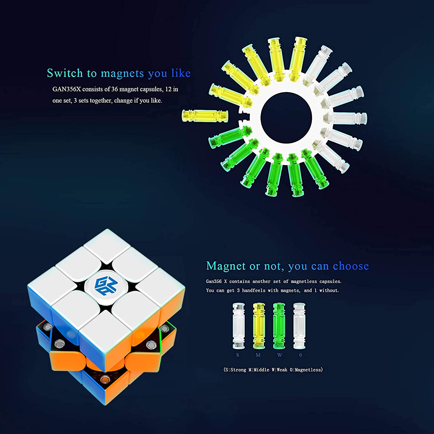 Cub Rubik Gan 356 X V2, 3x3, Magnetic, Stickerless - eMAG.ro