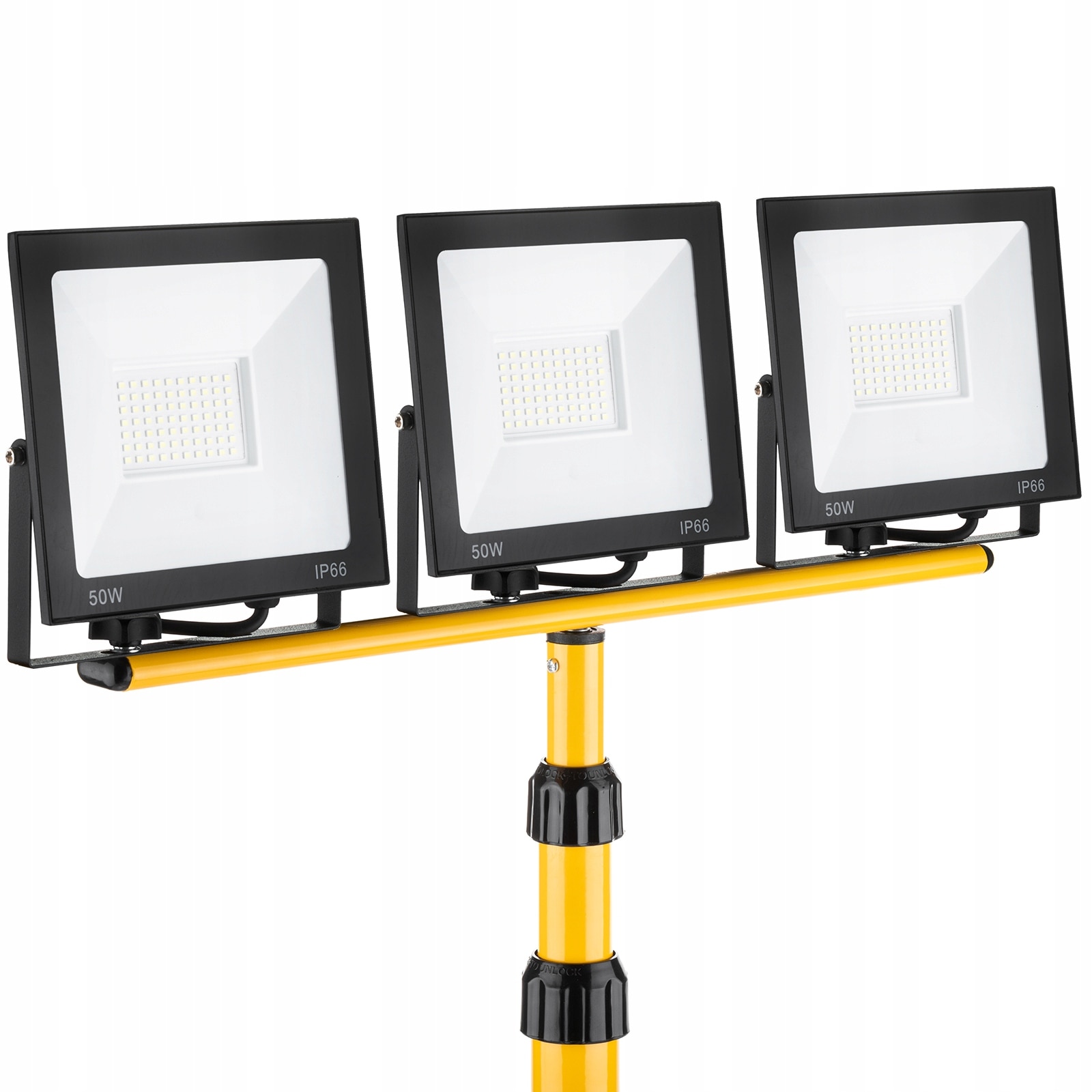 Proiector constructie LED, 3 x 50W, IP66, 65x160cm, Trepied, Negru ...