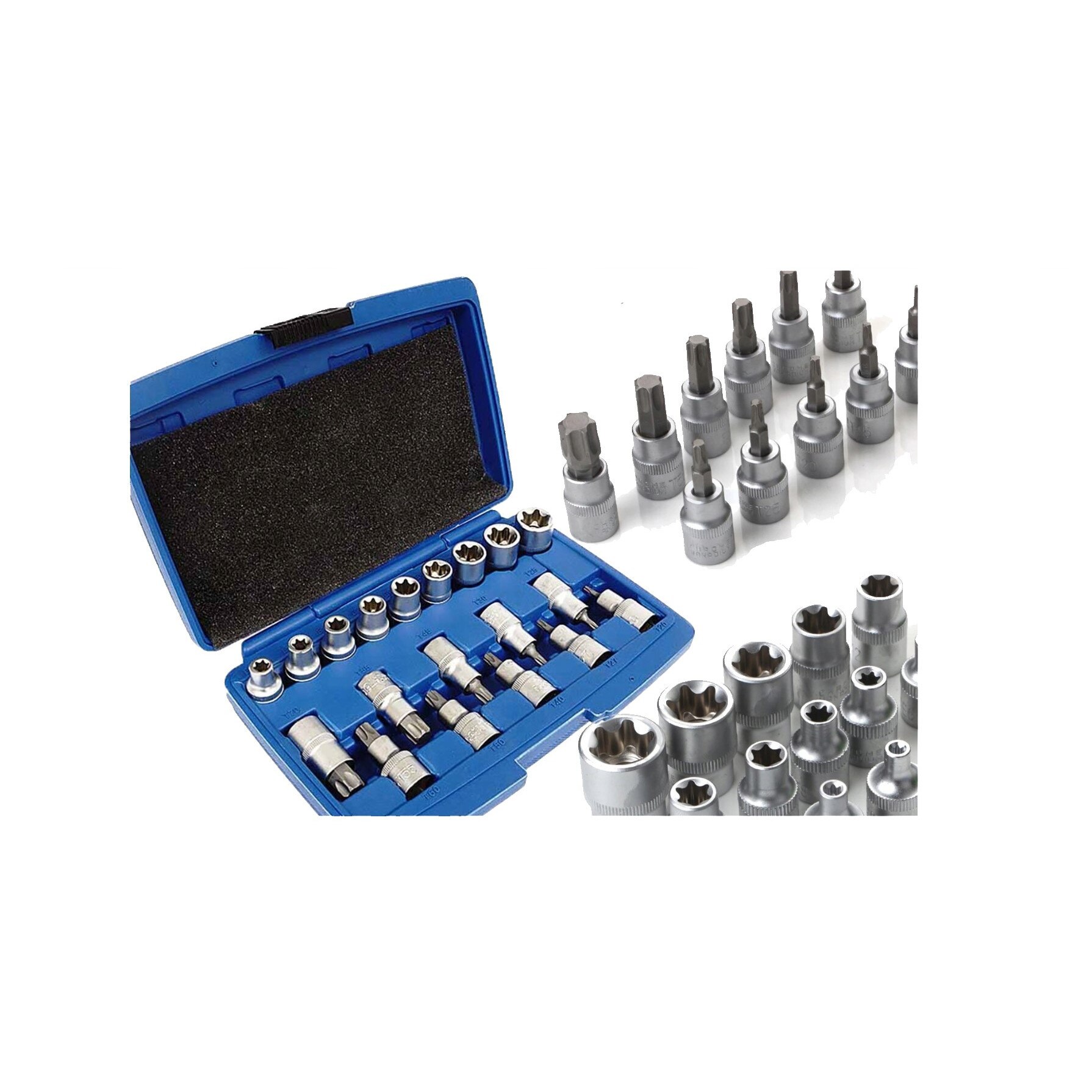 Trusa tubulare tip E si Torx, 1/2",19 piese, Silver - eMAG.ro